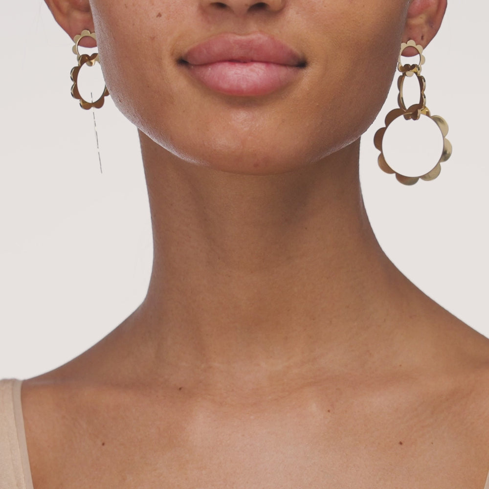 18K Yellow Gold Trio Unity Drop Earrings with White Diamonds .55 carats ...