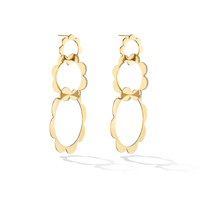 18K Yellow Gold Trio Unity Drop Earrings with White Diamonds .55 carats ...