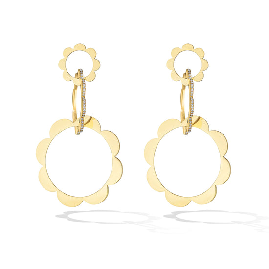 18K Yellow Gold Trio Unity Drop Earrings with White Diamonds .55 carats ...