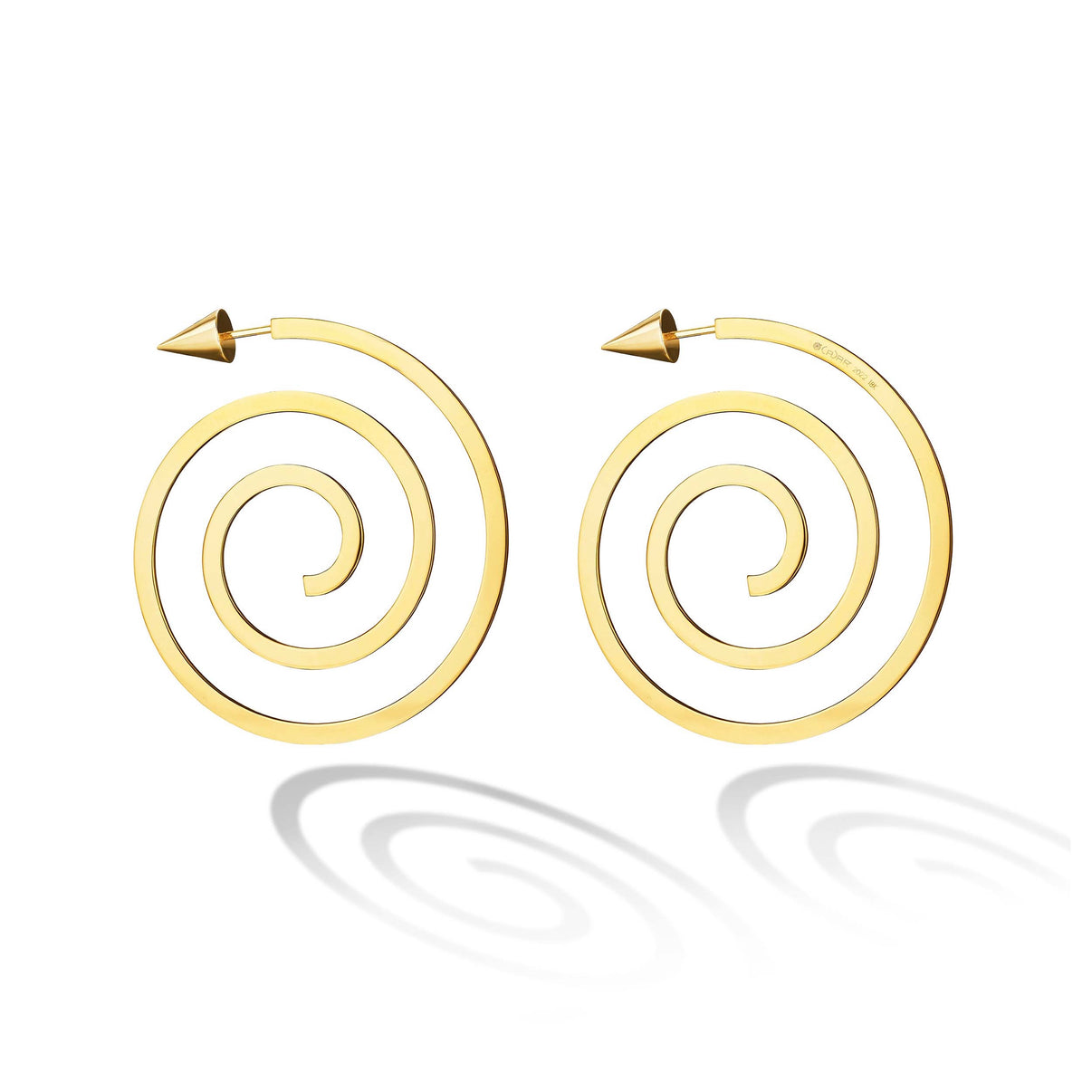 18K Spiral Gold Hoop Earrings with Cone | Essence Hoop Earring | Cadar ...