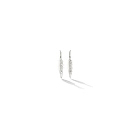 Small 18K White Gold Feather Drop Earrings - 1.5 inch | Cadar – CADAR